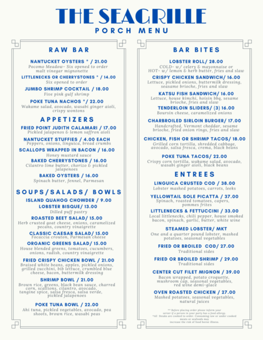 Seagrille Restaurant - Fisher Real Estate Nantucket