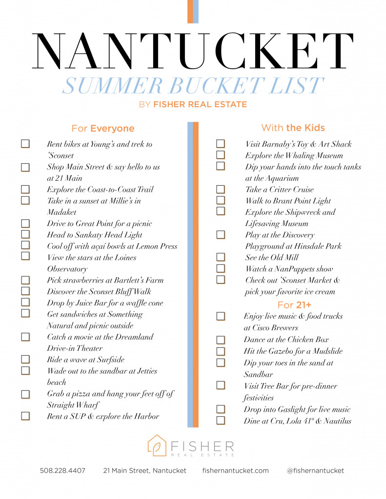Fisher's Nantucket Summer Bucket List - Fisher Real Estate Nantucket