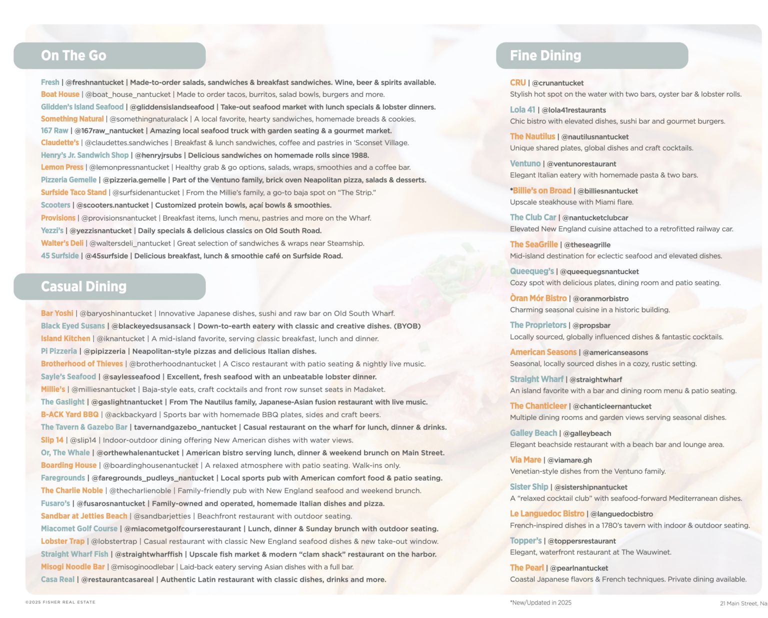 Nantucket Dining Guide - Fine Dining, Casual Dining & On The Go ...
